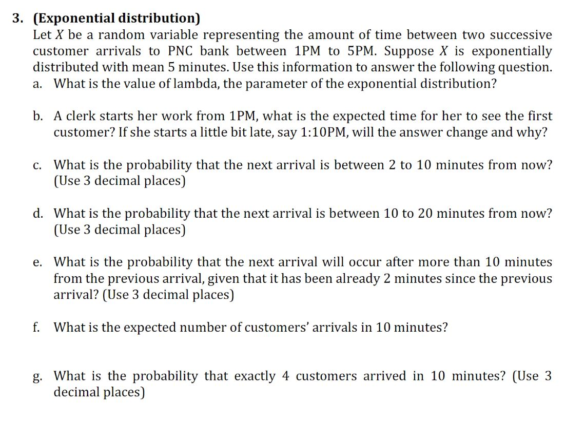 Solved 3. (Exponential distribution) Let X be a random | Chegg.com