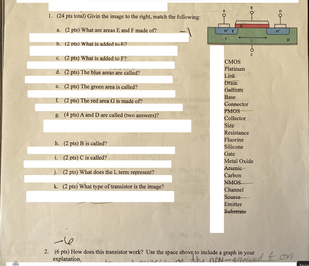 Solved (24 ﻿pts total) ﻿Given the image to the right, match | Chegg.com