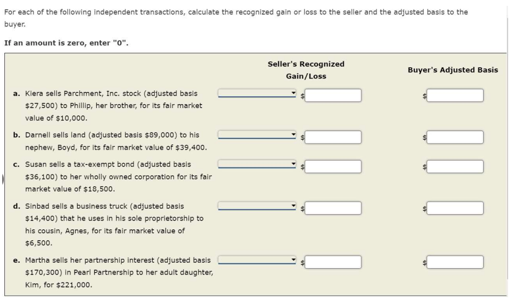 For each of the following independent transactions, | Chegg.com