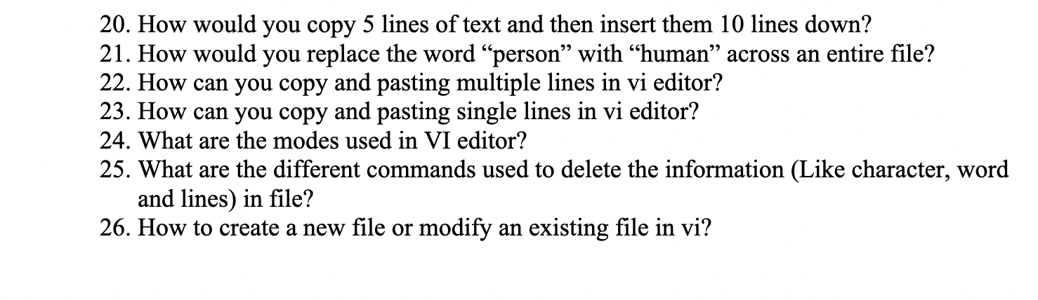 Solved 20. How would you copy 5 lines of text and then | Chegg.com