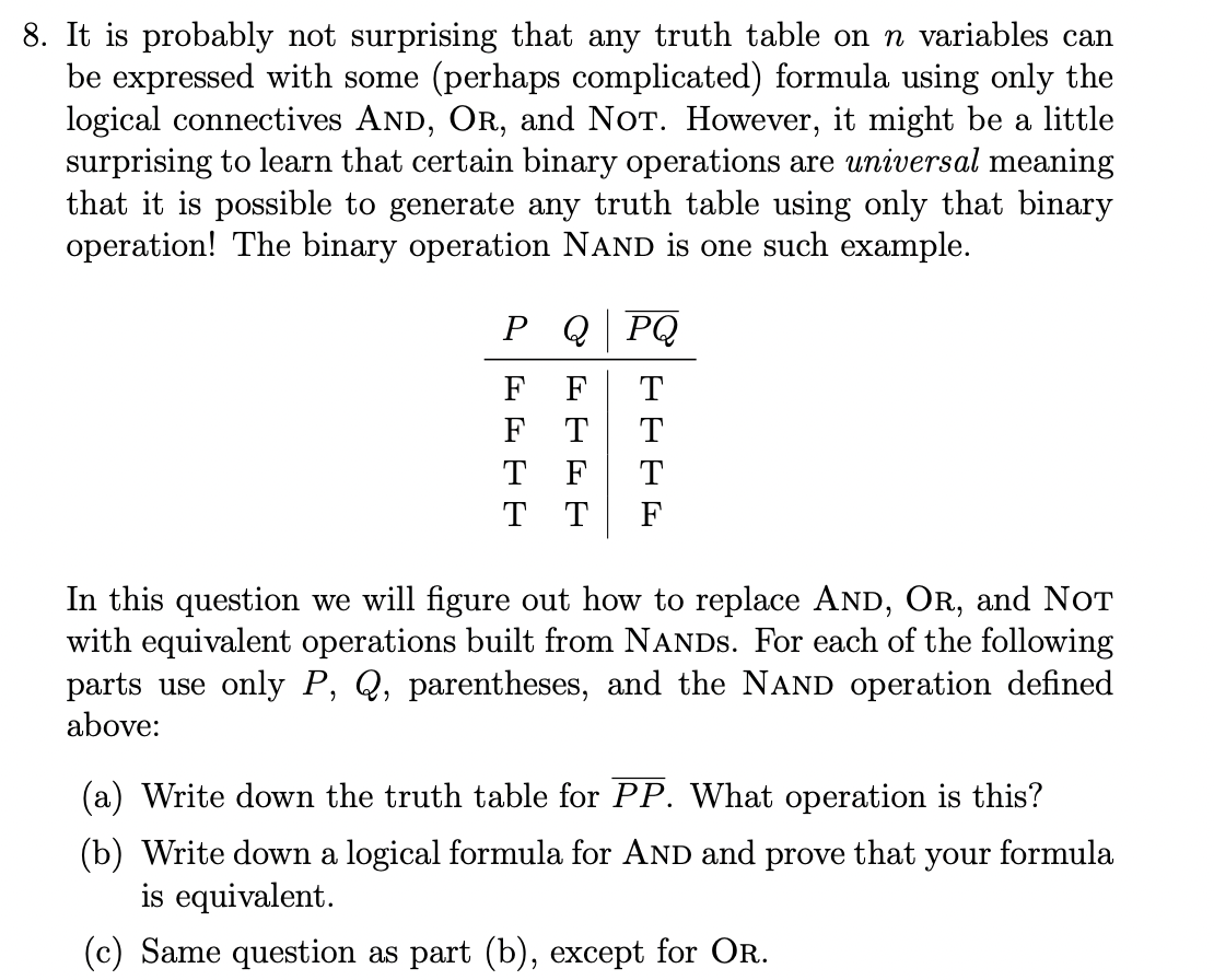 Solved 3. It is probably not surprising that any truth table | Chegg.com