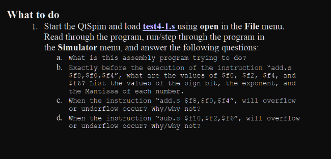 What to doStart the QtSpim and load test4-1.s using | Chegg.com
