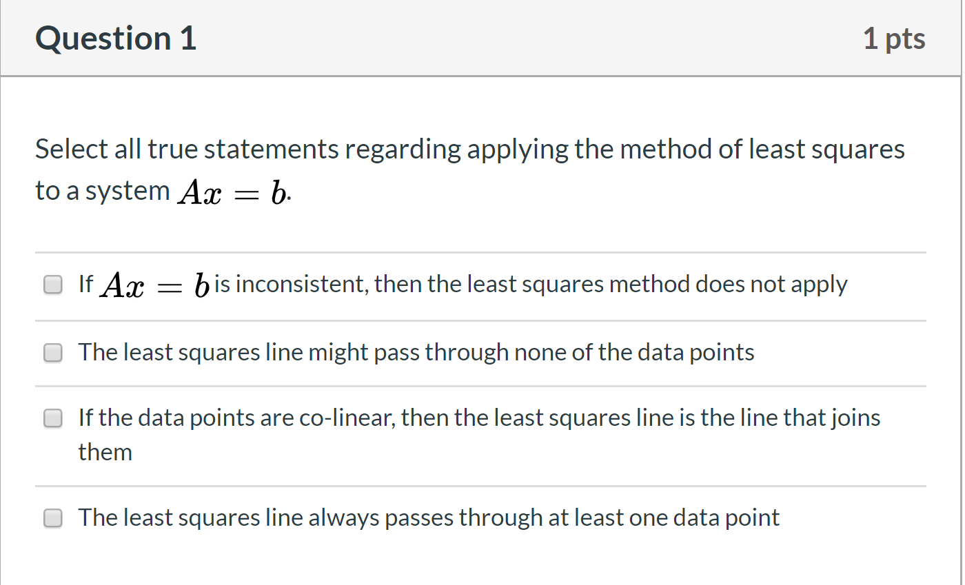 Solved Question 1 1 pts Select all true statements regarding | Chegg.com