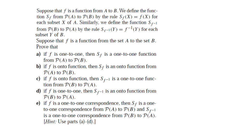 Solved Suppose that f is a function from A to B. We define | Chegg.com