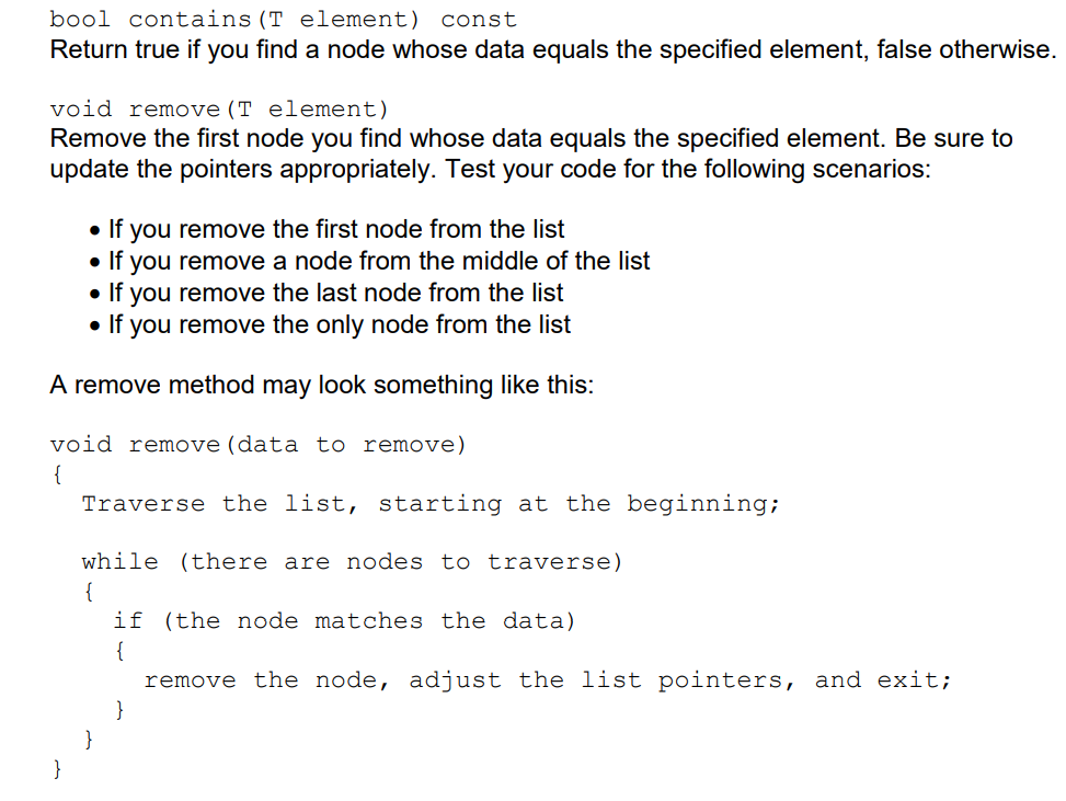 Solved template T> bool QueueList: : contains(T element) | Chegg.com