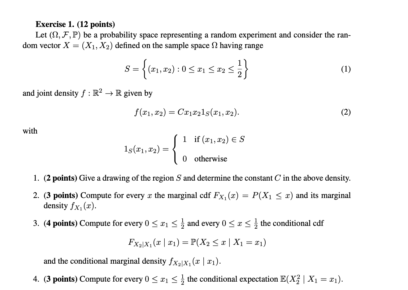 Solved Exercise 1. (12 points) Let (12, F,P) be a | Chegg.com