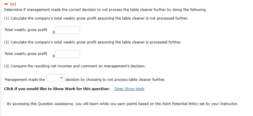 Solved Problem 7-3A Part Level Submission) (Video) Thompson | Chegg.com