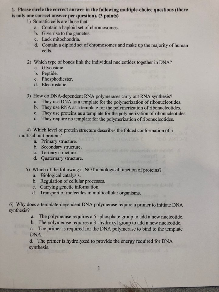 Solved 1. Please circle the correct answer in the following | Chegg.com