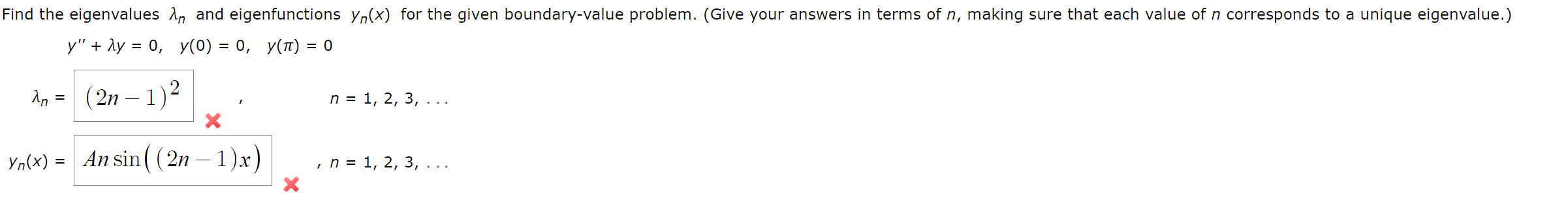Solved Find the eigenvalues in and eigenfunctions yn(x) for | Chegg.com