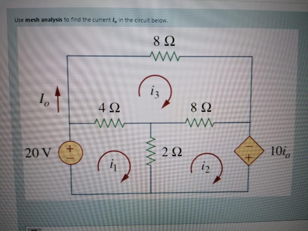 Solved Use mesh analysis to find the current I, in the | Chegg.com