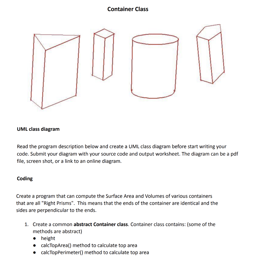 Solved Container Class UML class diagram Read the program | Chegg.com Solved Container Class UML class diagram Read the program | Chegg.com