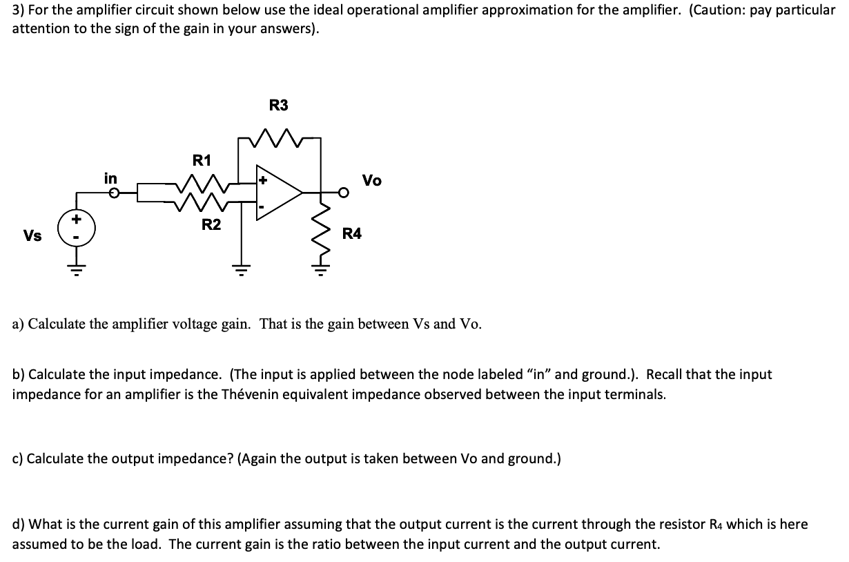 Solved 3) For the amplifier circuit shown below use the | Chegg.com