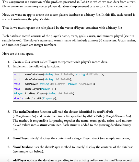 Solved Lab12 – The Soccer Player Database Using C++ | Chegg.com