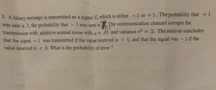 Solved Binary Message Is Transmitted As A Signal S Which Is 6456