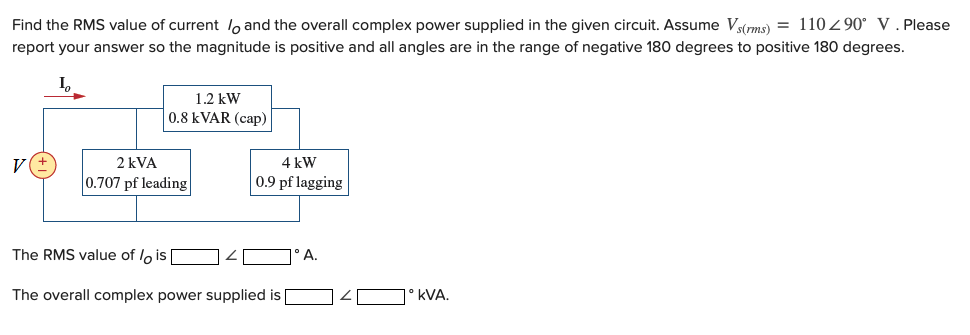 Solved Find the RMS value of current and the overall complex | Chegg.com