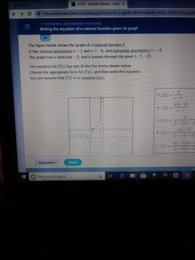 Solved Writing the equation of a rational function given its | Chegg.com
