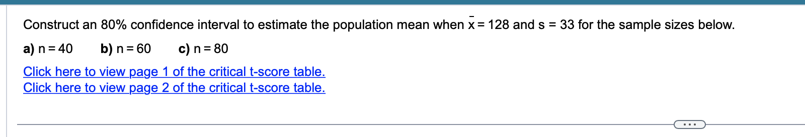 Solved Construct an 80% confidence interval to estimate the | Chegg.com