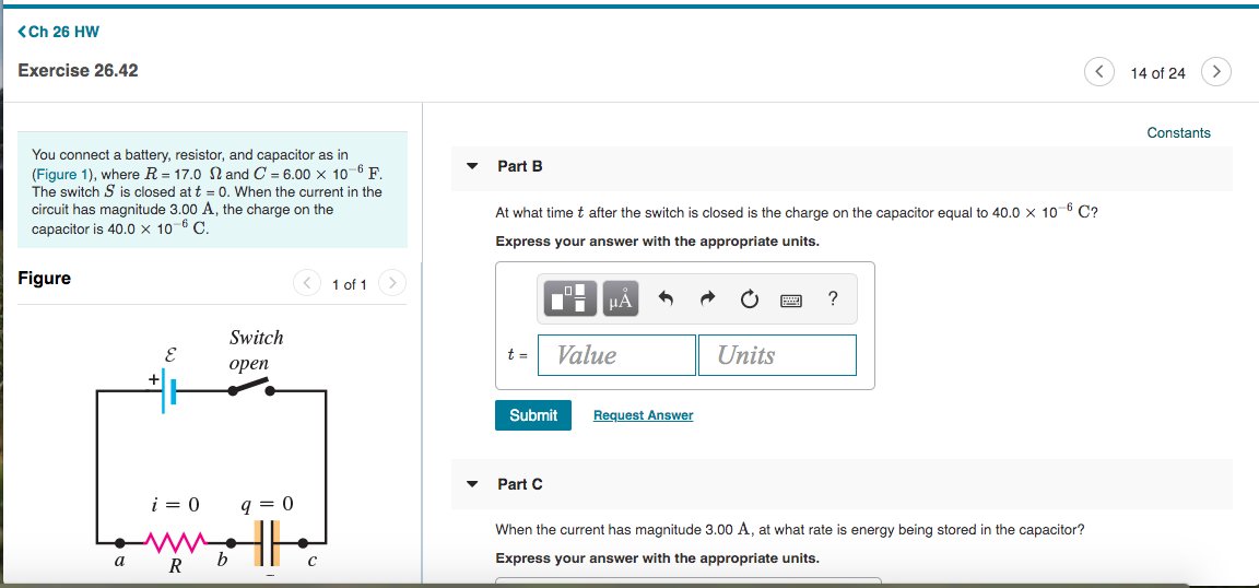 Solved Exercise 26.42 6 14 of 24 Constants Part A You | Chegg.com