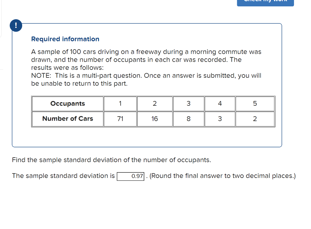 Solved Required information A sample of 100 cars driving on | Chegg.com