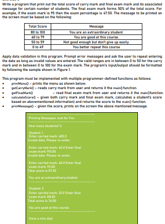 Write a program that print out the total score of | Chegg.com