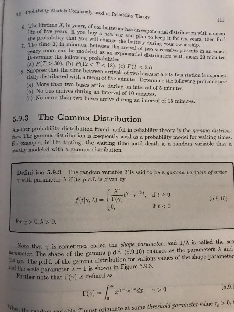 Solved 5.9 Probability Models Commonly used in Reliability | Chegg.com