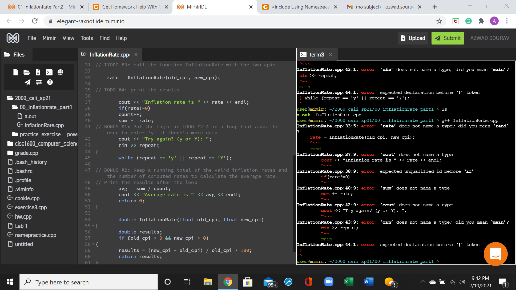 Solved Debug the program for me Please! This is my | Chegg.com
