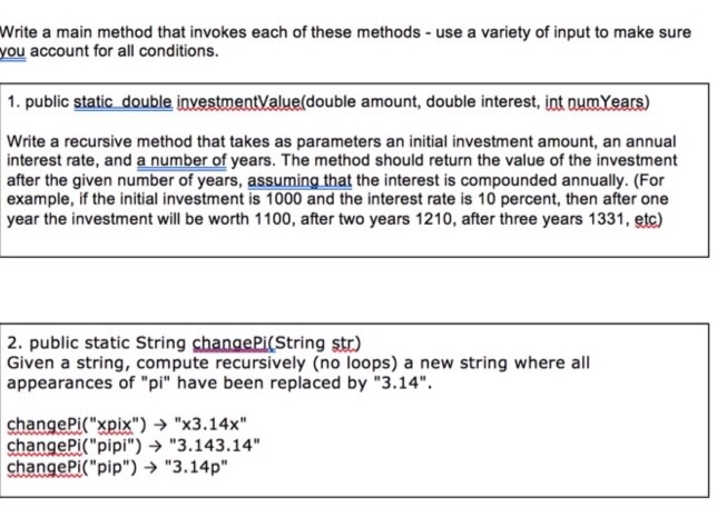 Solved Write a main method that invokes each of these | Chegg.com