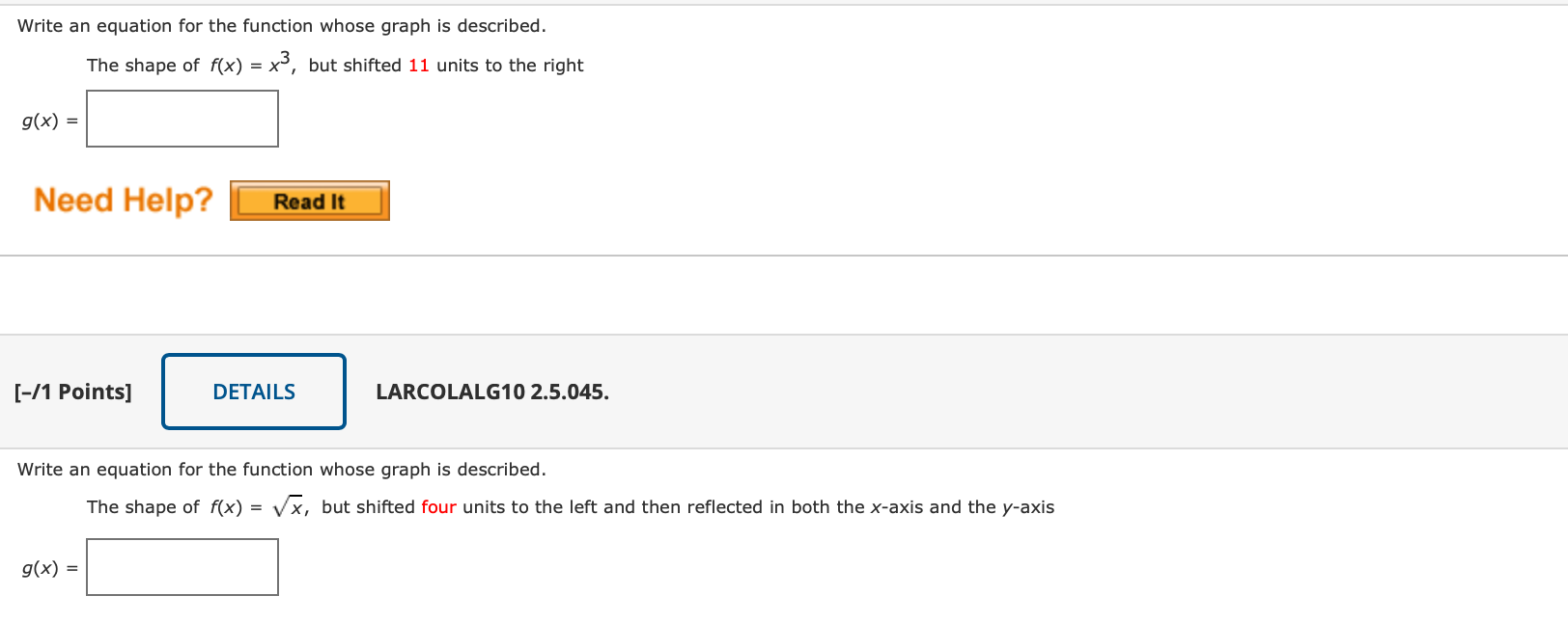 Solved Write an equation for the function whose graph is | Chegg.com