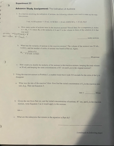 Solved Experiment 20 Advance Study Assignment: The | Chegg.com