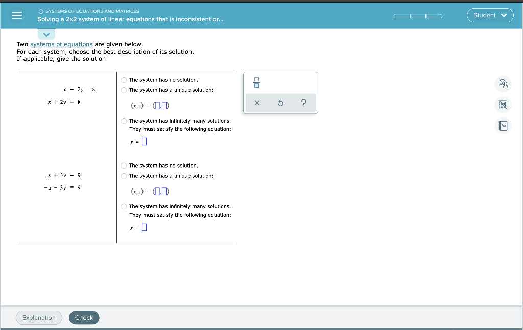 Solved O SYSTEMS OF EQUATIONS AND MATRICES Solving a 2x2 | Chegg.com