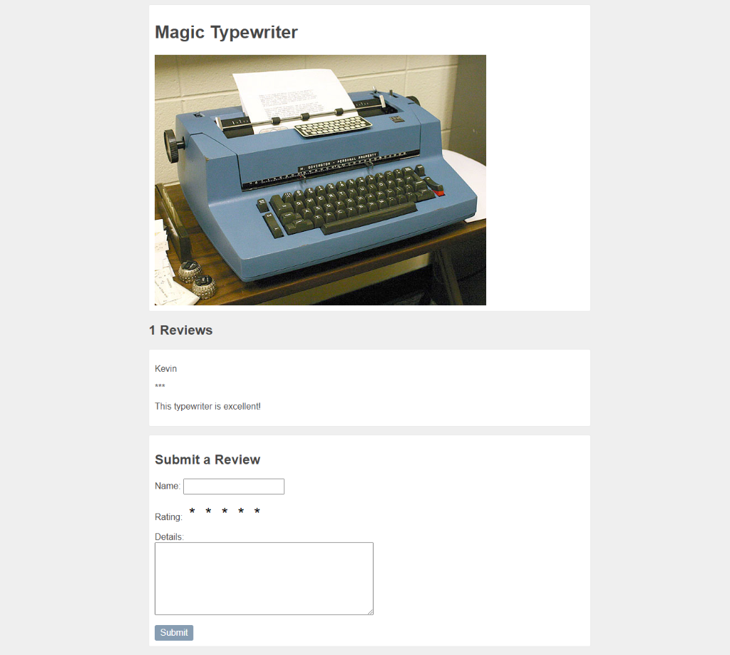 Solved JavaScript: Create a review page for a product or | Chegg.com