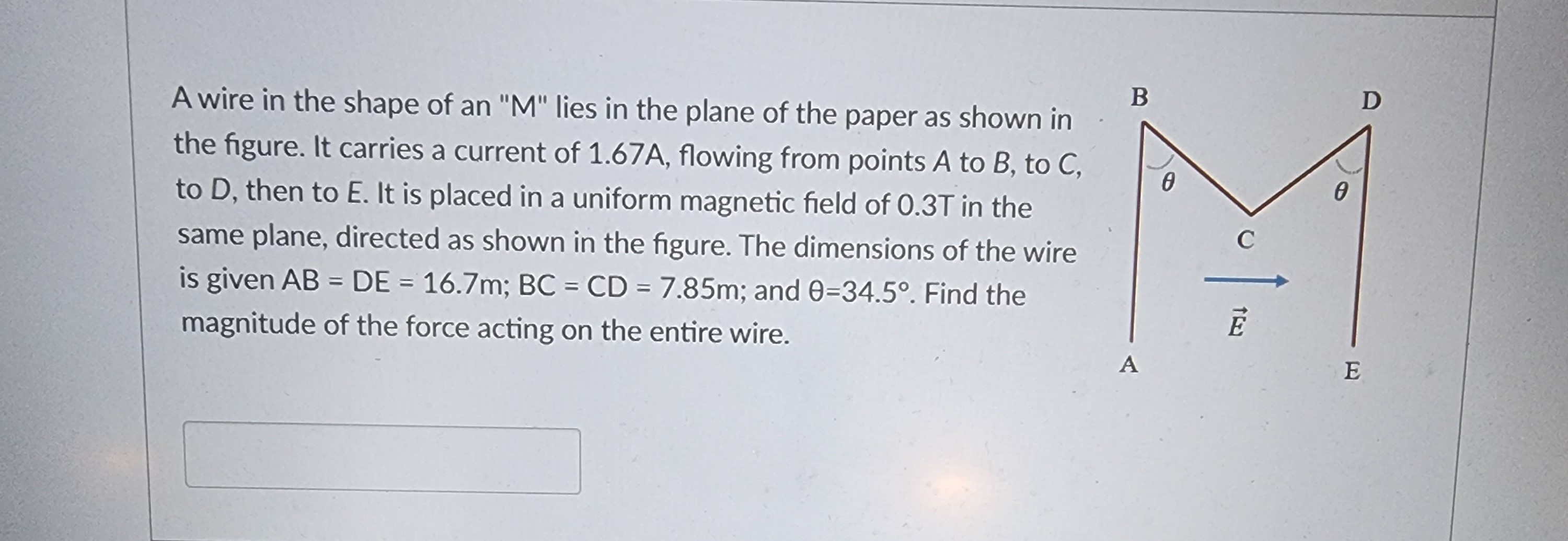 Solved A wire in the shape of an " M " lies in the plane of | Chegg.com