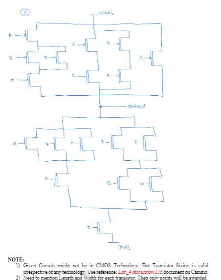 Solved Complete the transistor Sizing for the given three | Chegg.com