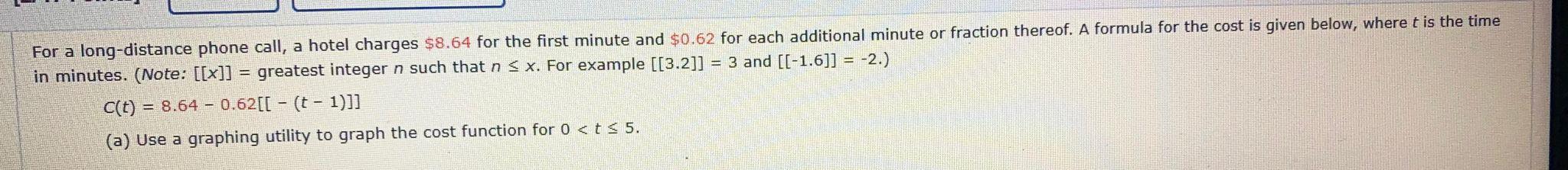Solved For a long-distance phone call, a hotel charges $8.64 | Chegg.com