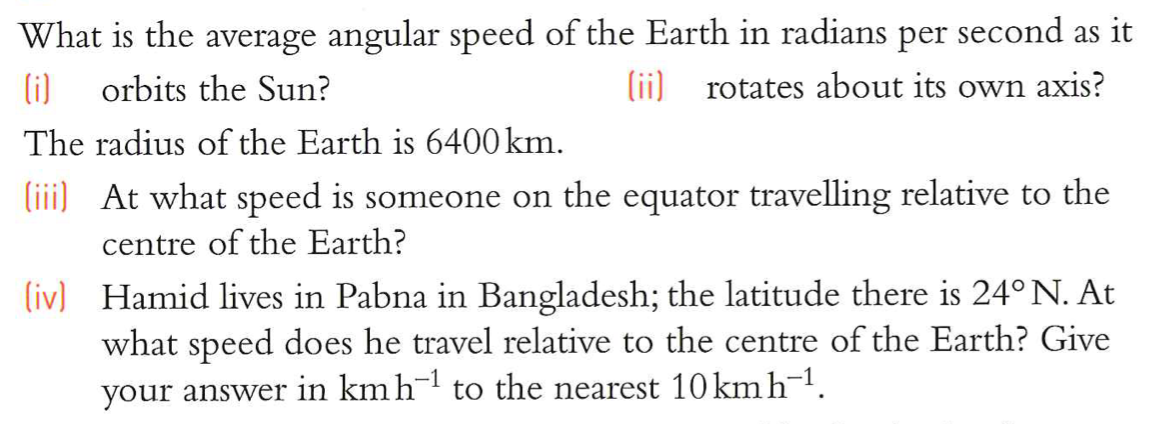 Solved What is the average angular speed of the Earth in | Chegg.com