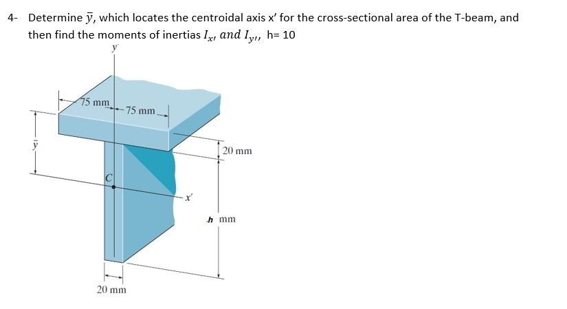 Solved 4- Determine y, which locates the centroidal axis x' | Chegg.com