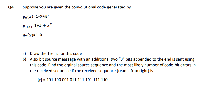 4 Suppose you are given the convolutional code | Chegg.com