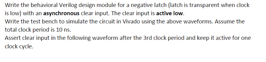 Solved Write The Behavioral Verilog Design Module For A 