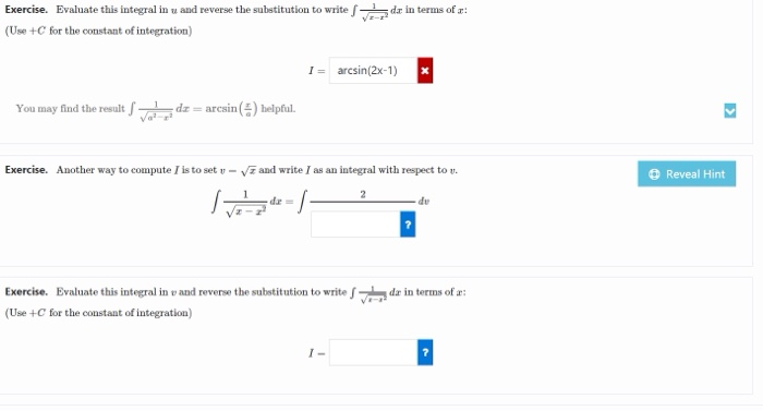 Solved Exercise. Evaluate this integral in u and reverse the | Chegg.com