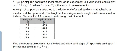Solved 1. (50 points) The population linear model for an | Chegg.com