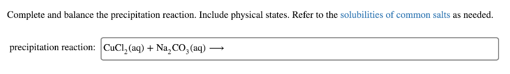 Solved Complete and balance the precipitation reaction. | Chegg.com