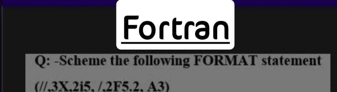 Solved Fortran Q: -Scheme the following FORMAT statement | Chegg.com