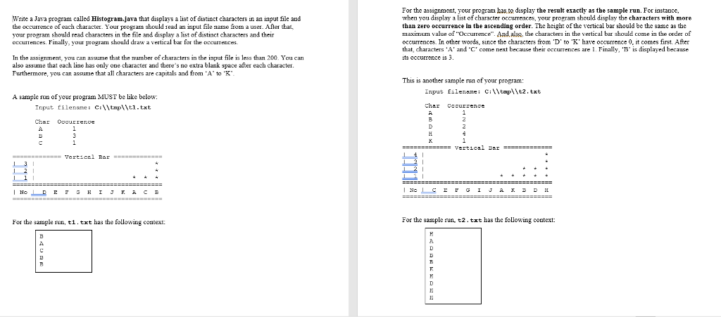 Solved Write A Java Program Called Histogramjava That 2334