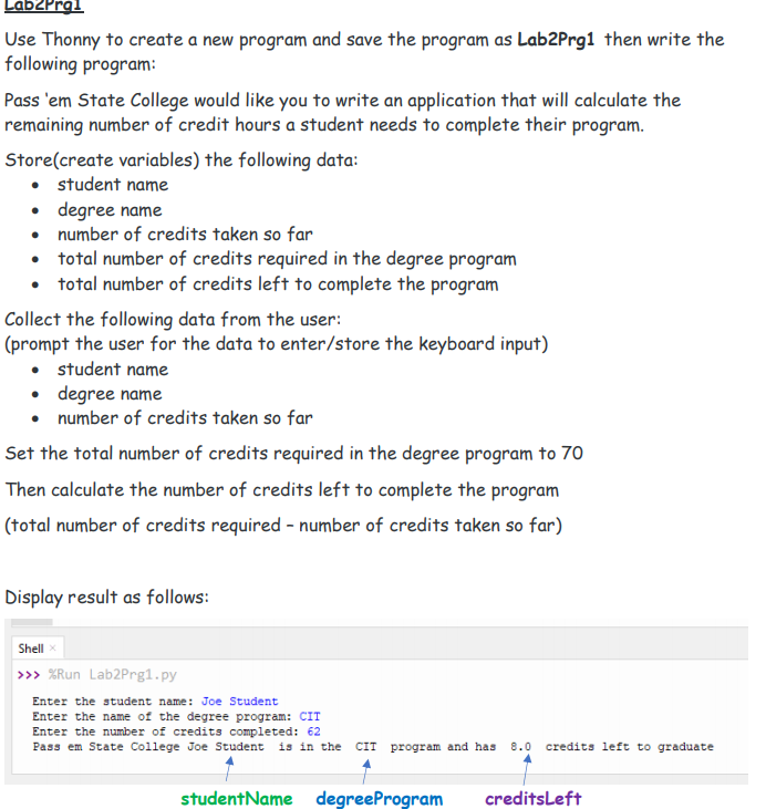 Solved Lab2pral Use Thonny To Create A New Program And Save