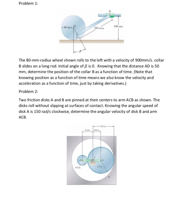 Solved Problem 1 230 mm The 80-mm-radius wheel shown rolls | Chegg.com
