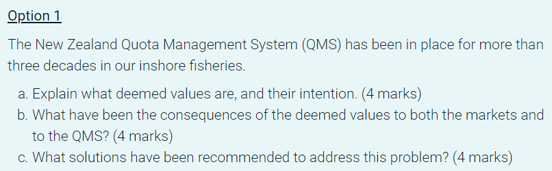 Solved The New Zealand Quota Management System (QMS) has | Chegg.com