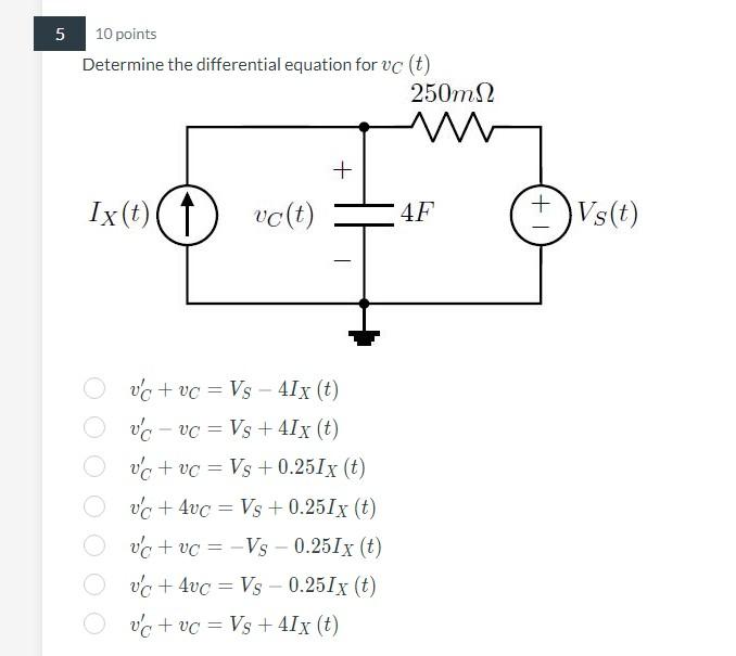 Solved Determine the differential equation for vC(t) | Chegg.com