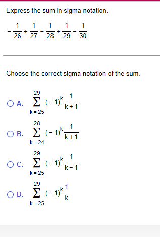 Solved Express the sum in sigma notation. | Chegg.com