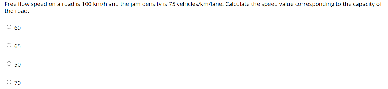 Solved Free flow speed on a road is 100 km/h and the jam | Chegg.com