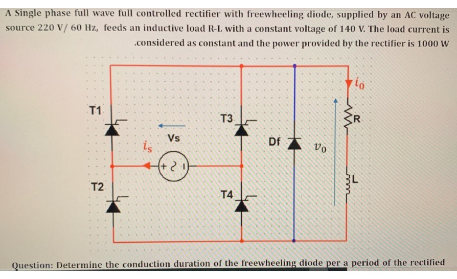 Solved A single-phase full-wave controlled reifier, supply | Chegg.com
